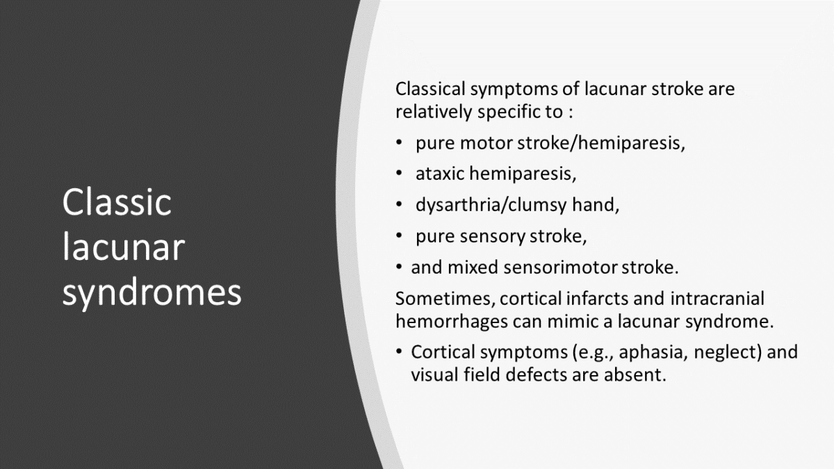 Classic lacunar syndromes - World Stroke Academy